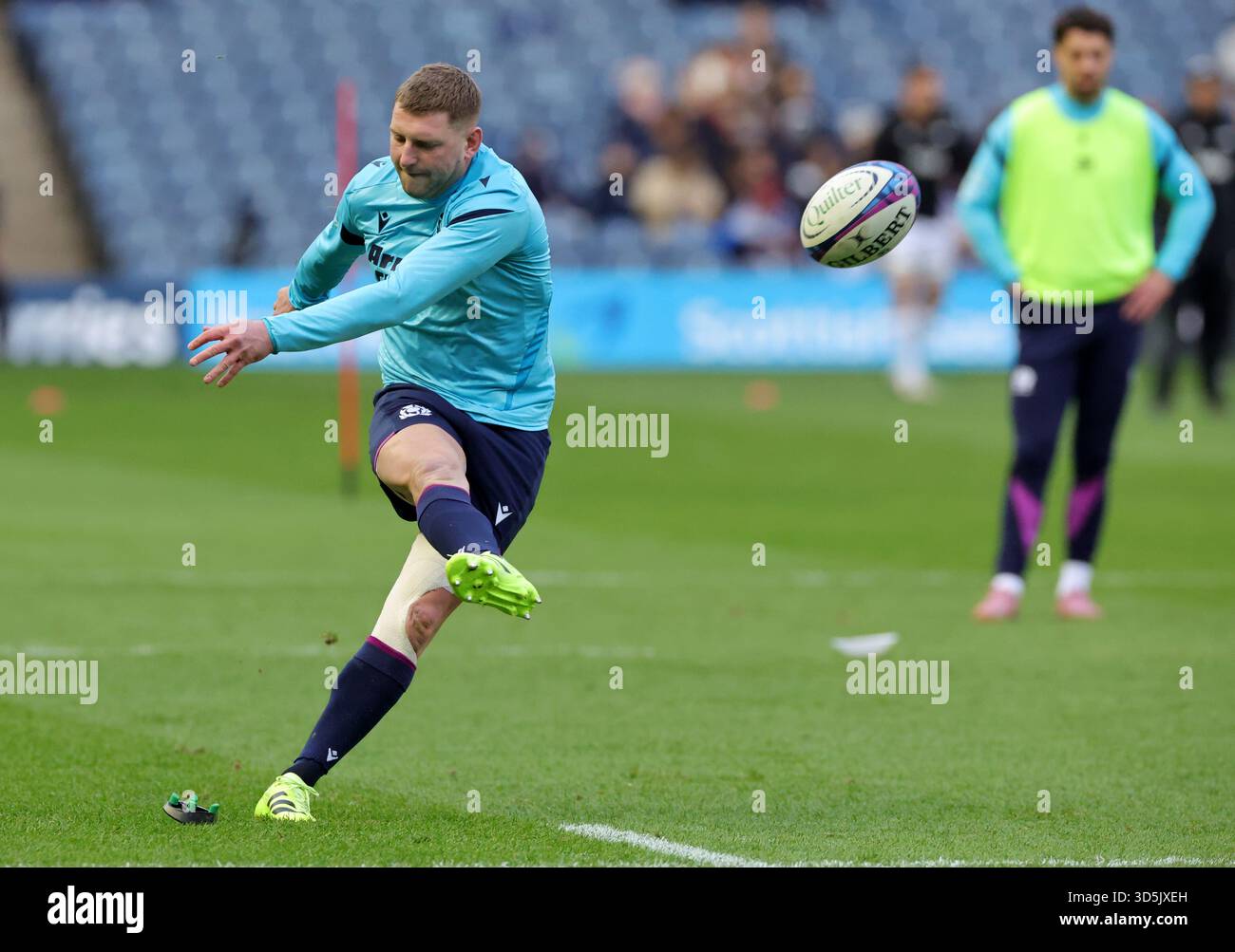 Scotland's Finn Russell during the warm up before the Quilter Nations ...
