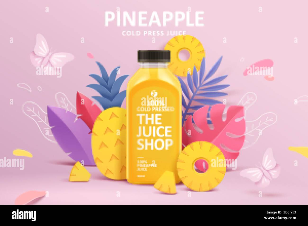 Juice ad in 3d paper cut design Stock Vector Image & Art - Alamy