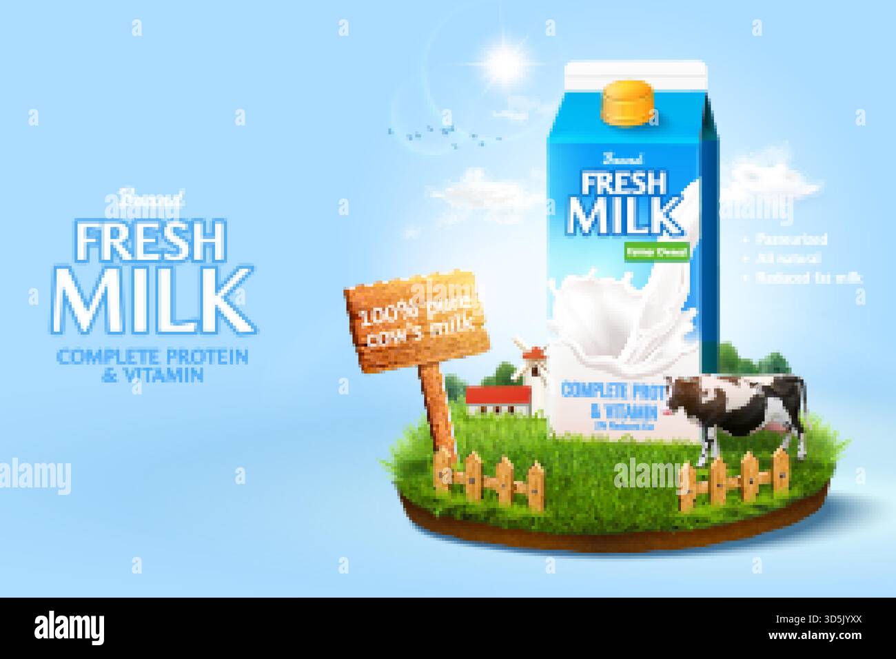 3d fresh milk ad Stock Vector Images - Alamy
