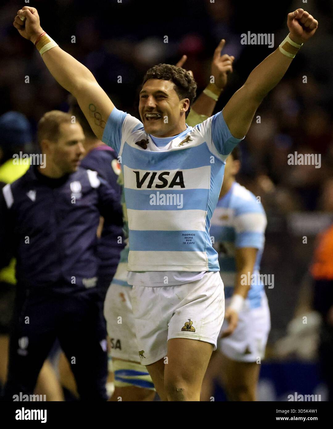 Argentina's Rodrigo Isgro celebrates at the final whistle after the ...