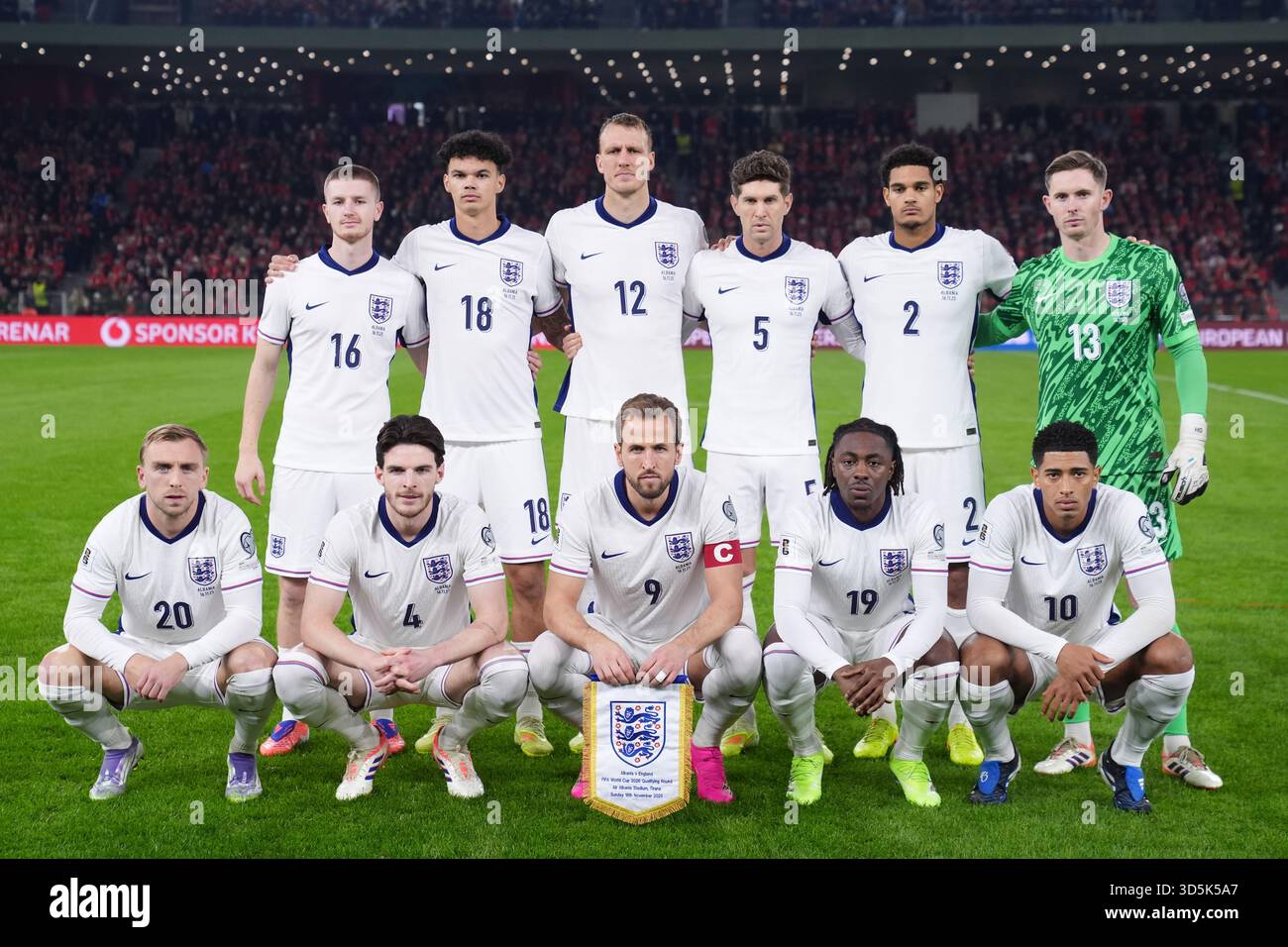 England players (left to right, back to front) England's Adam Wharton ...