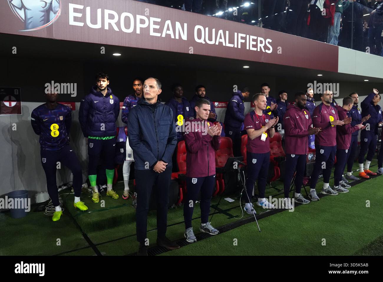 England head coach Thomas Tuchel (left) and staff before the FIFA World ...