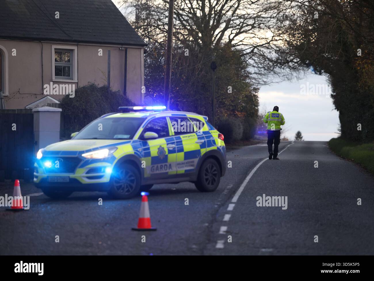 Garda at the scene on the L3168 just outside Dundalk, Co Louth, where five people named by ...