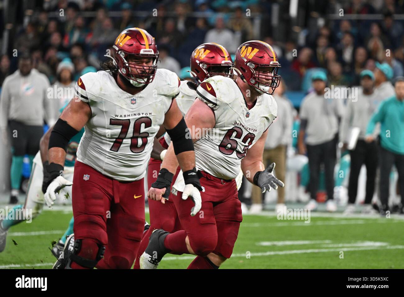 the Offense Sam Cosmi (76) player of Washington Commanders during the ...