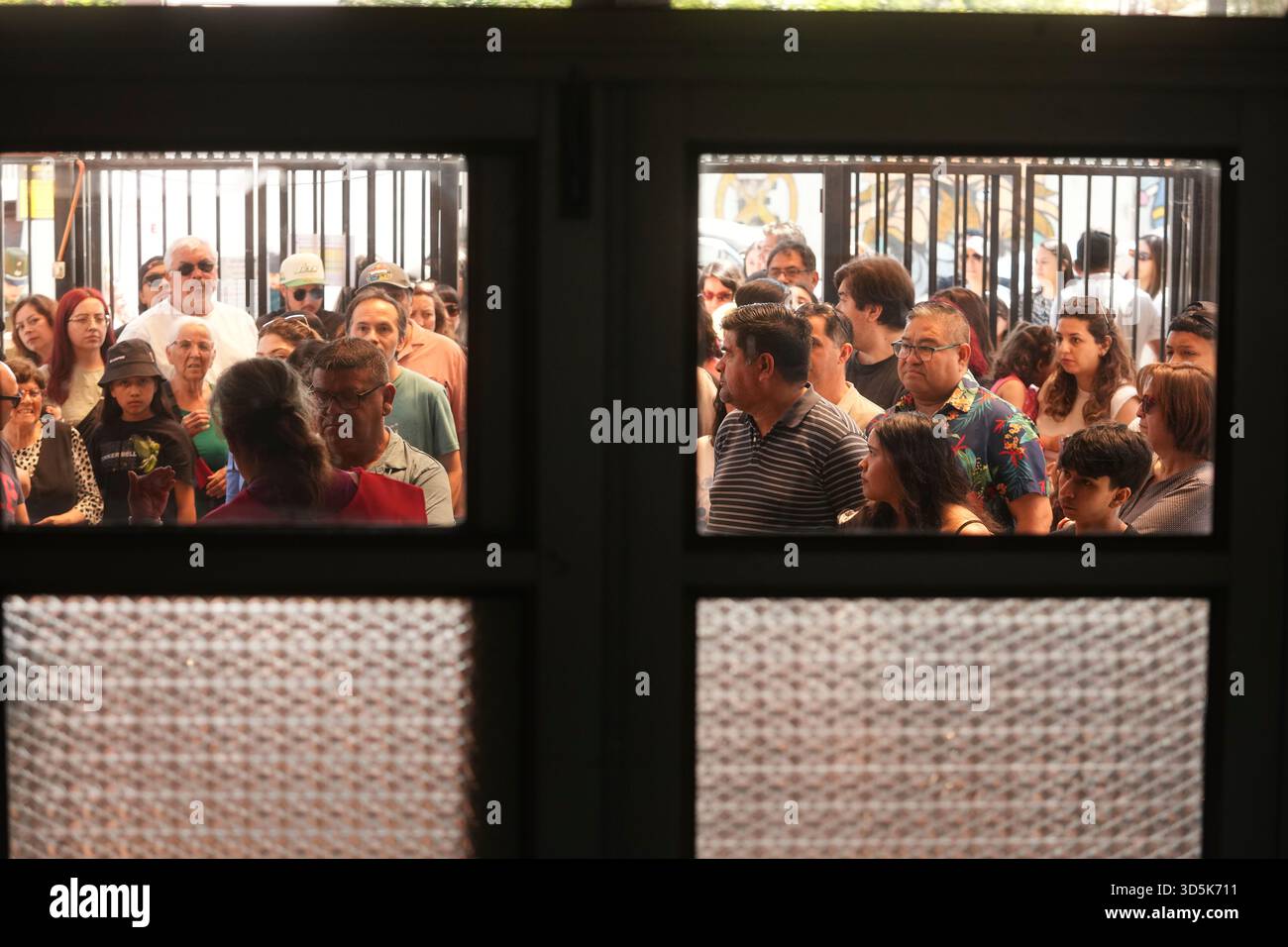 Voters line up at a polling station during general elections in ...