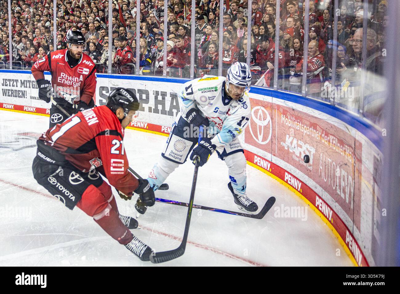 Lance Bouma (Dresden Ice Lions, #17) vs Juhani Tyrvainen (Cologne ...