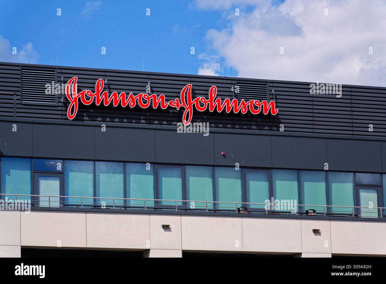 Johnson & Johnson company logo on headquarters building on April 29 ...
