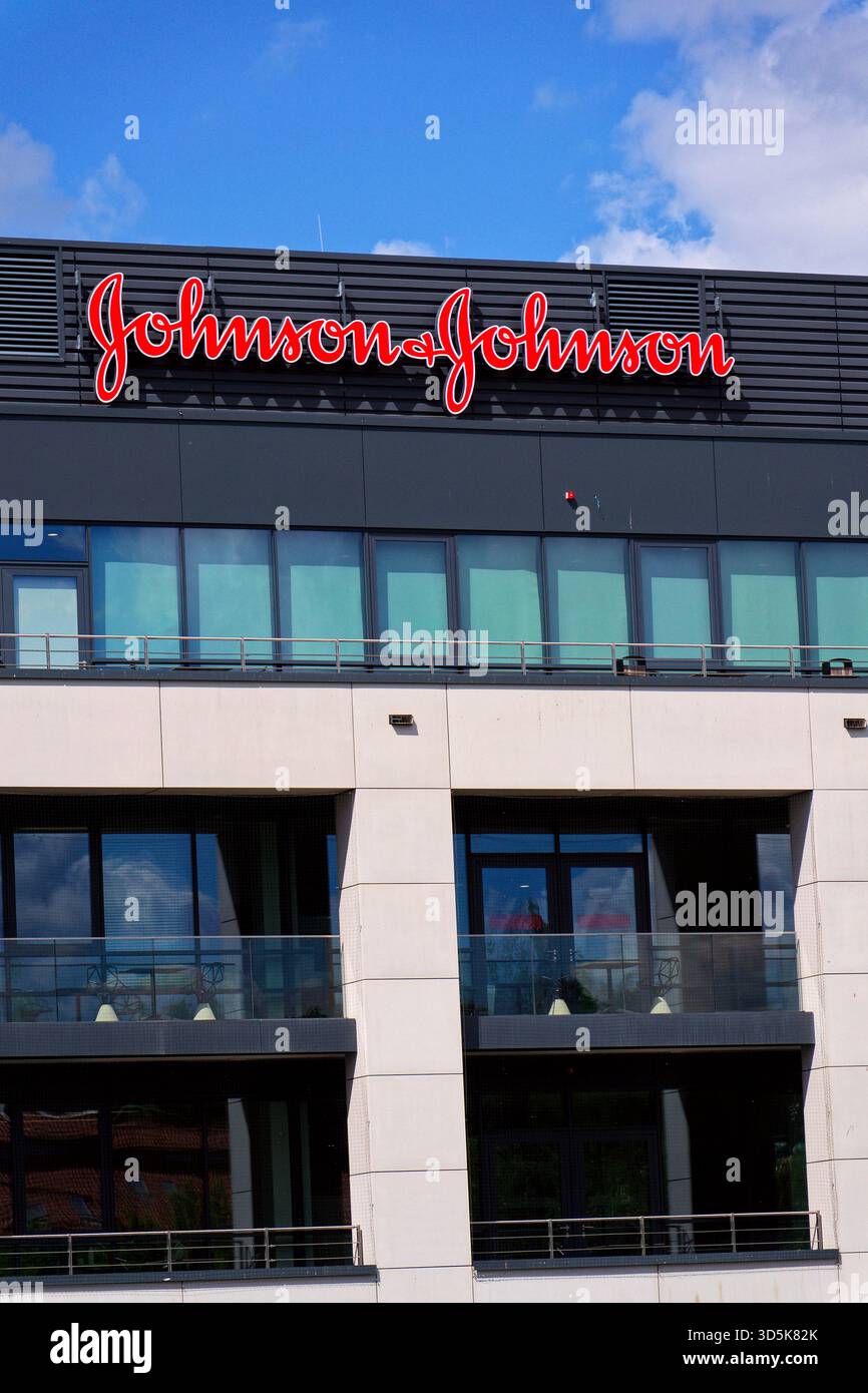 Johnson & Johnson company logo on headquarters building on April 29 ...