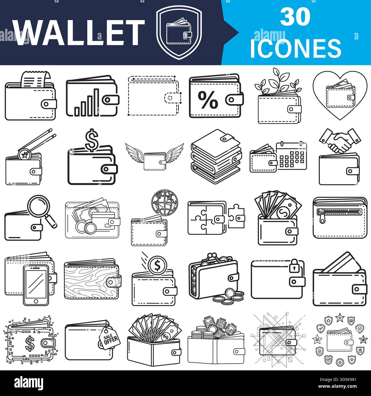 Wallet money coins budget Stock Vector Images - Alamy