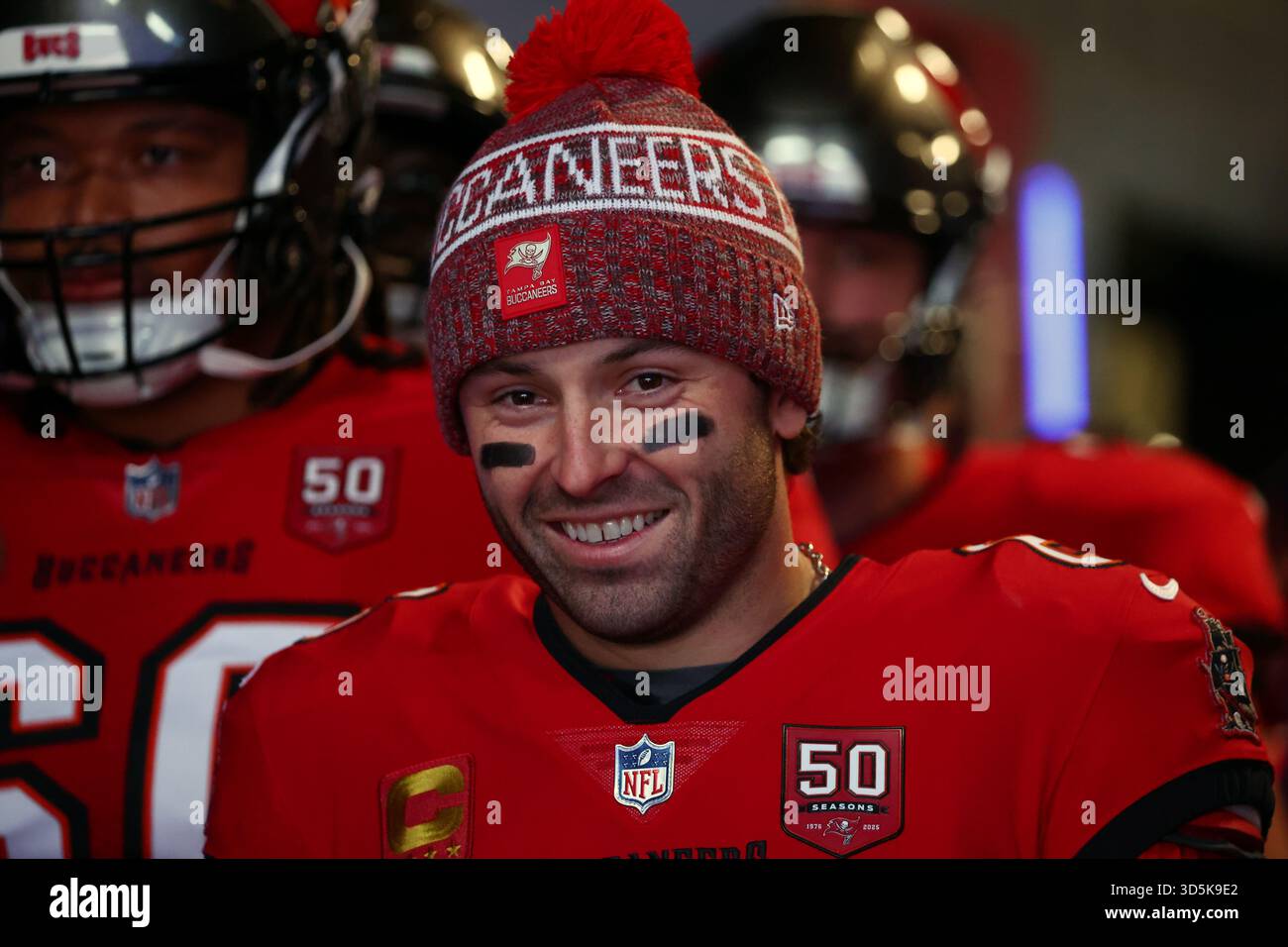 Tampa Bay Buccaneers quarterback Baker Mayfield (6) enters the field ...