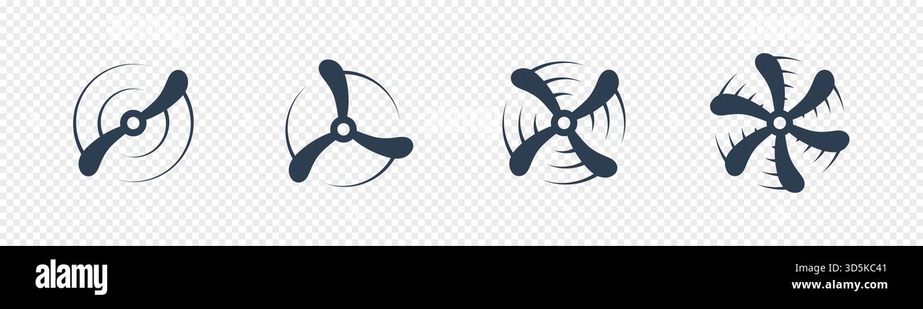 Airplane propeller icons with circular swirl effect. Vector aviation ...