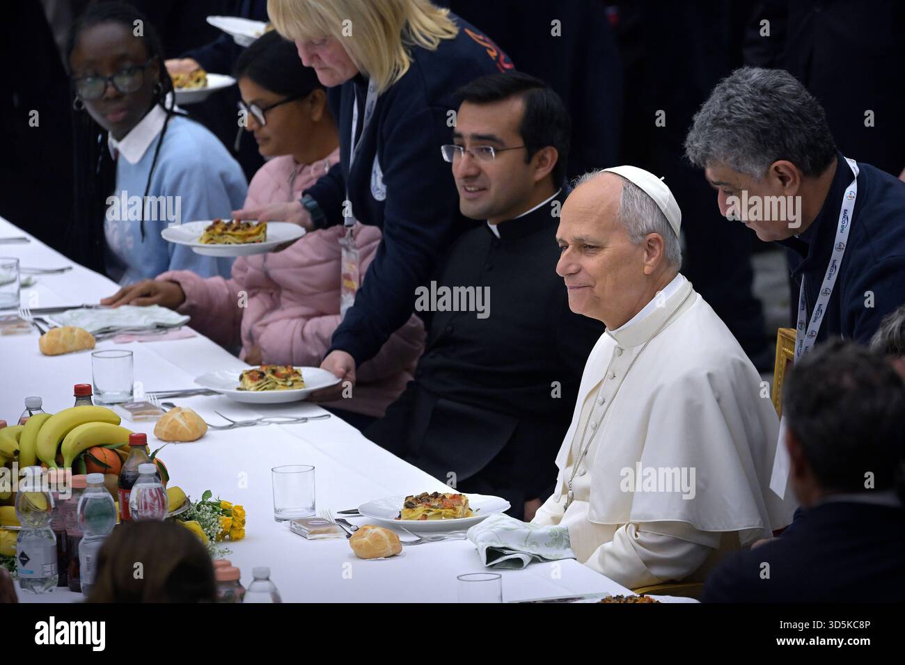 VATICAN CITY, VATICAN - NOVEMBER 16: Pope Leo XVI during a lunch with ...