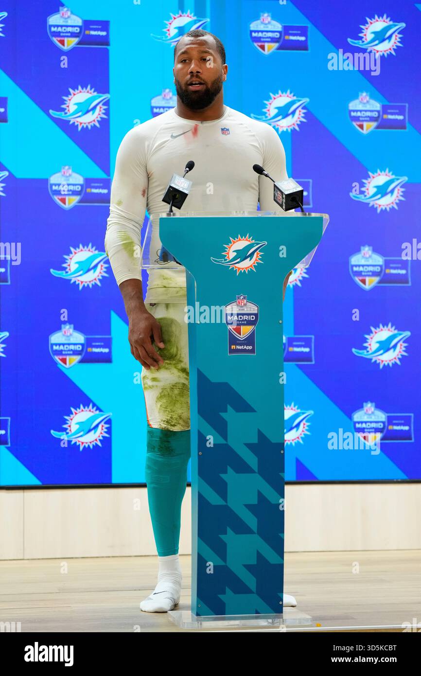 Miami Dolphins linebacker Bradley Chubb (2) attends a press conference ...