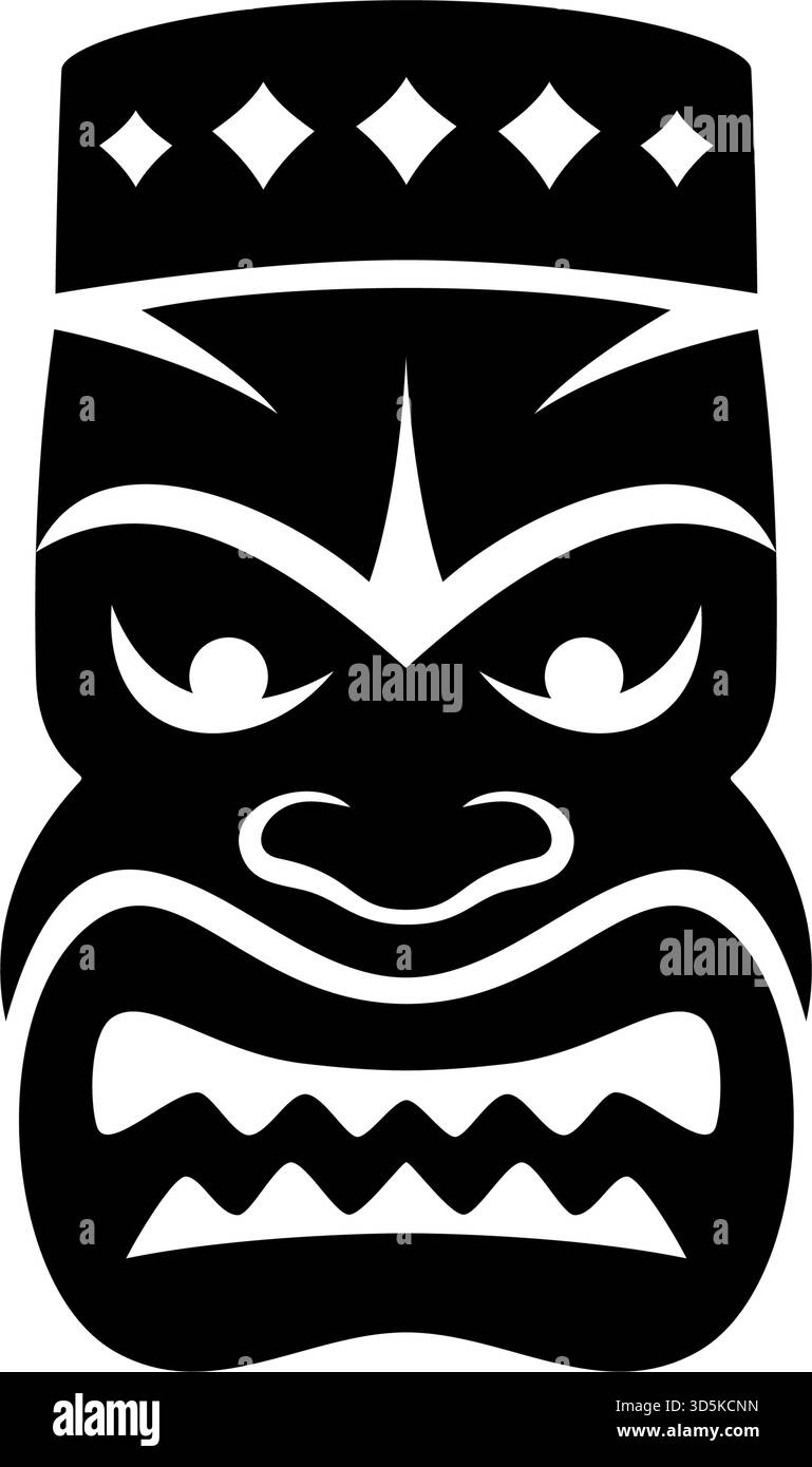 Hawaiian totem tiki mask Black and White Stock Photos & Images - Alamy