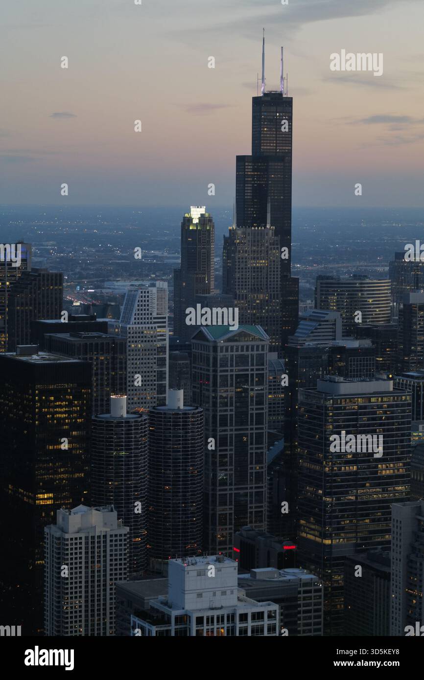 View from atop the iconic John Hancock Tower at 360 Chicago along Lake ...