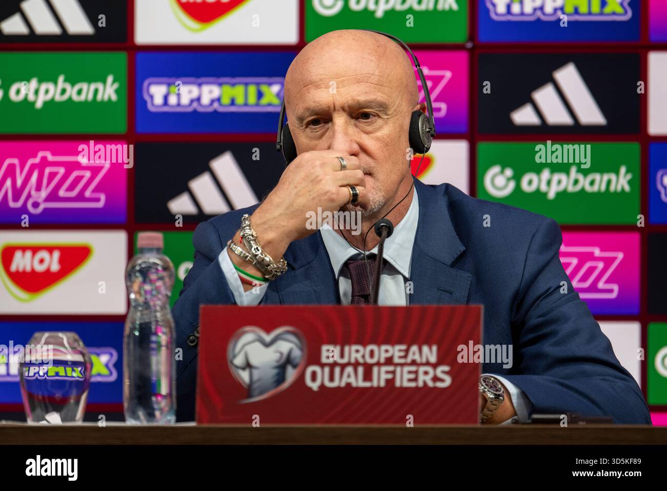Hungarian Coach Marco Rossi looks thoughtful during the press ...