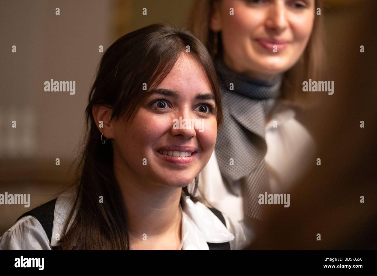 Students from MUN Society Belgium are pictured in the press room of the ...