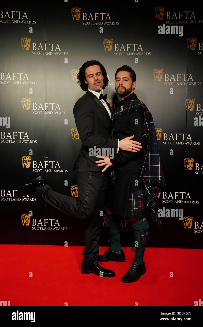 Jamie Roy (left) and Richard Rankin attend the British Academy of Film ...