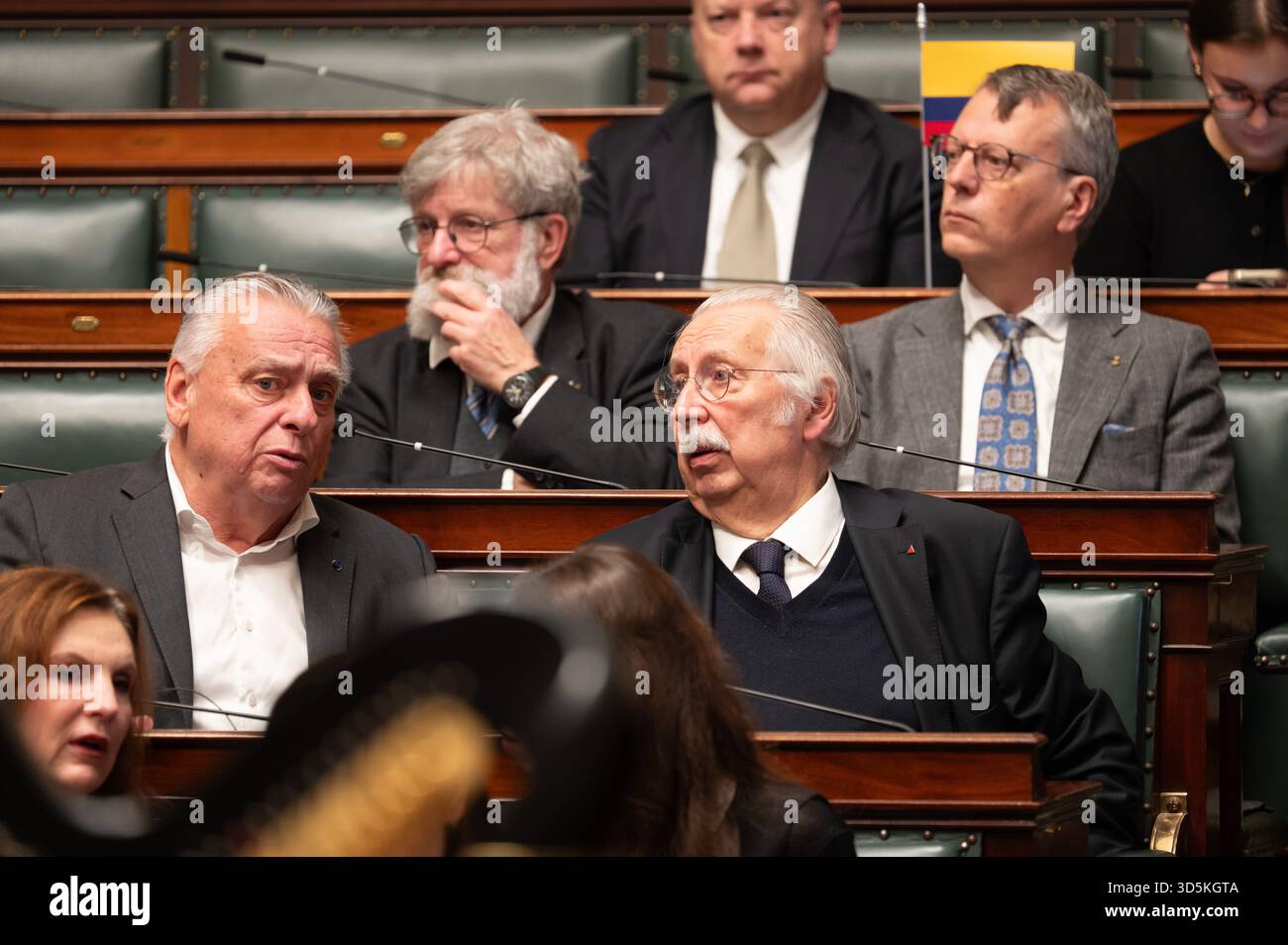 Bart De Waele and André Flahaut are seen inside the parliamentary ...