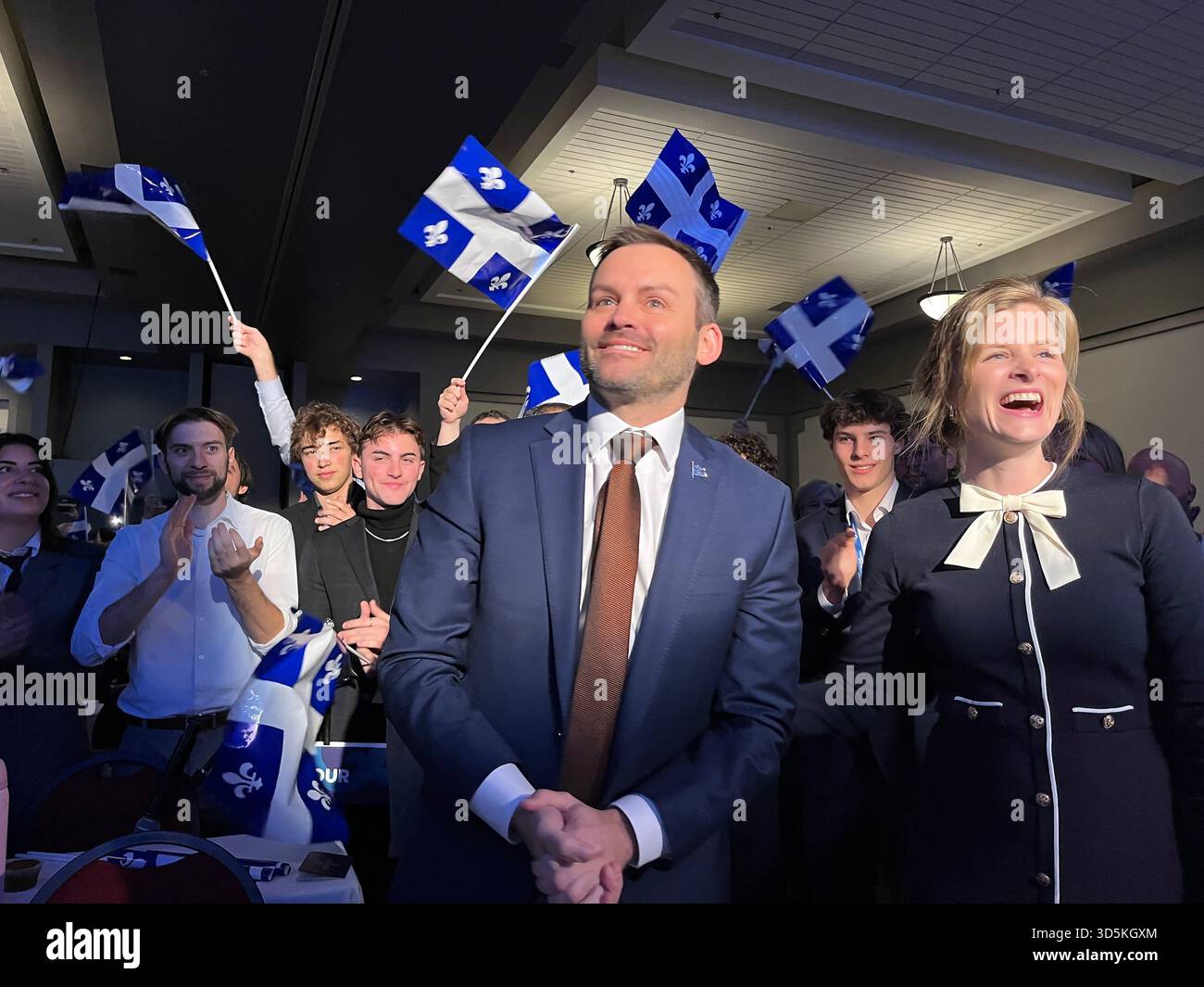 PQ leader Paul St-Pierre Plamondon with his wife, Alexandra Tremblay ...