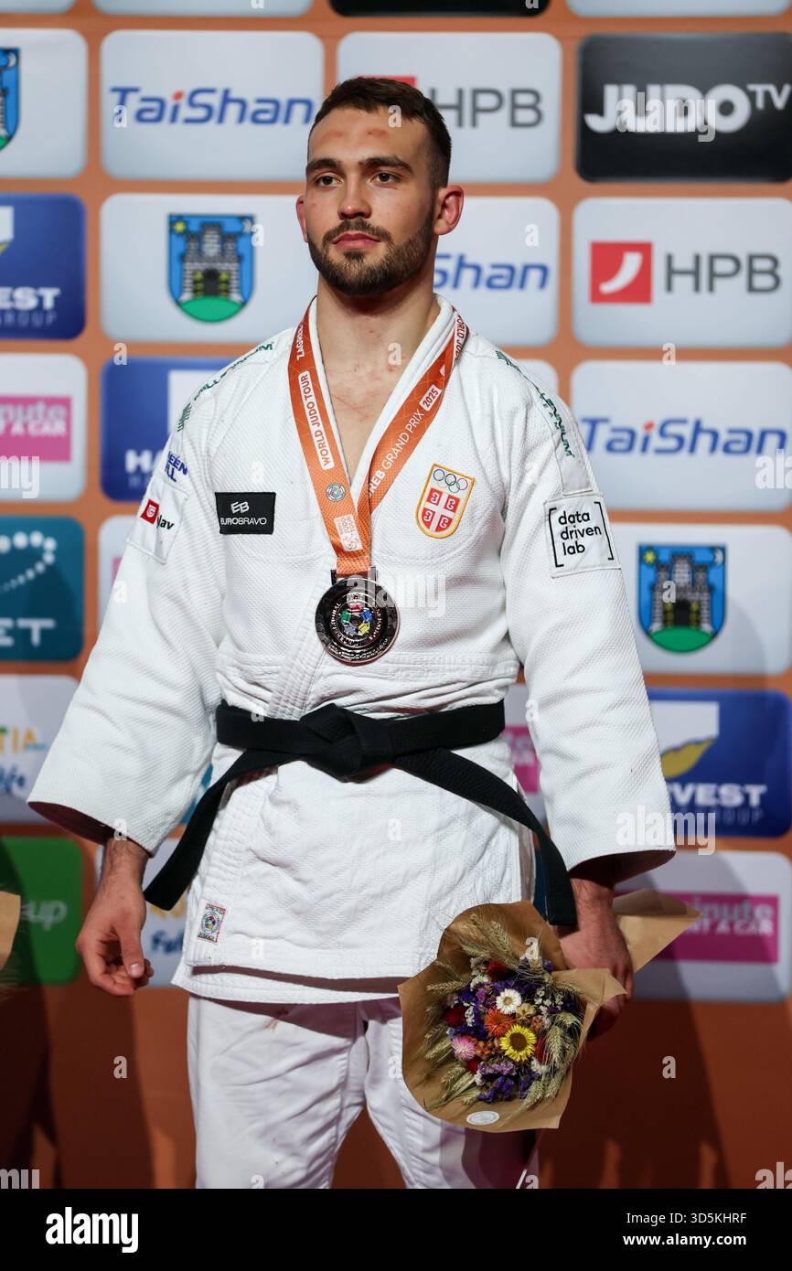 ZAGREB, CROATIA - NOVEMBER 16: Bronze medalist Miljan Radulj of Serbia poses for a photo during ...