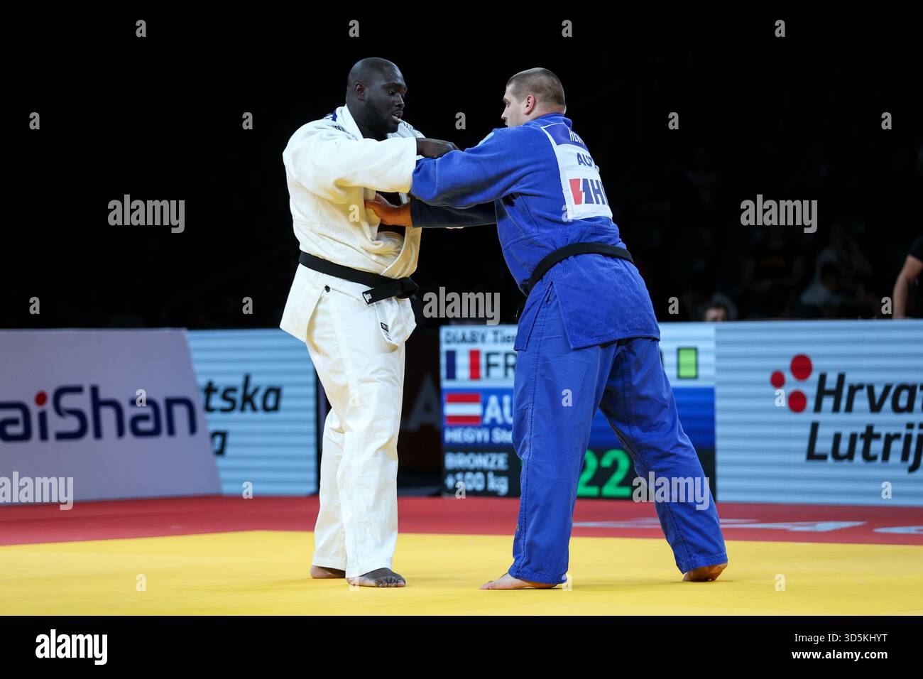 ZAGREB, CROATIA - NOVEMBER 16: Tieman Diaby of France (white) competes ...