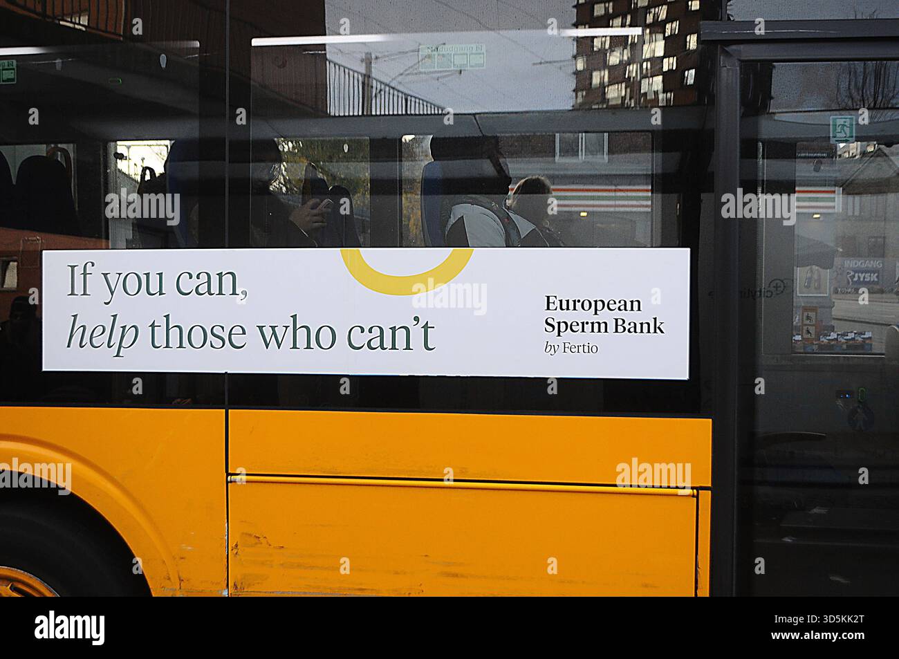 Copenhagen/Denmark/ 16 .november 2025/Banner on danish publi bus ...
