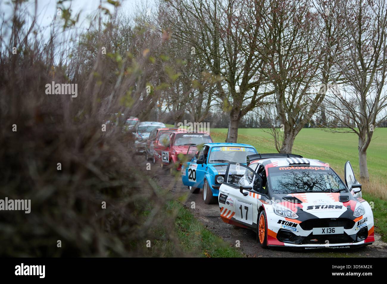 Rally cars at start of the North Humberside Motor Club - Cadwell Stages ...
