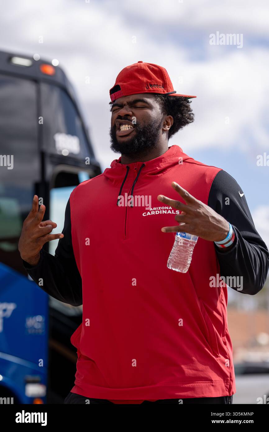 Arizona Cardinals offensive tackle Jeremiah Byers arrives to State Farm ...