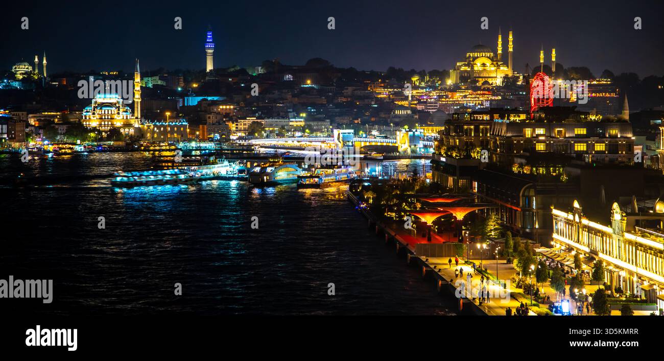 Istanbul, Turkey Oct.5,2025 beautiful night view from sightseeing ...