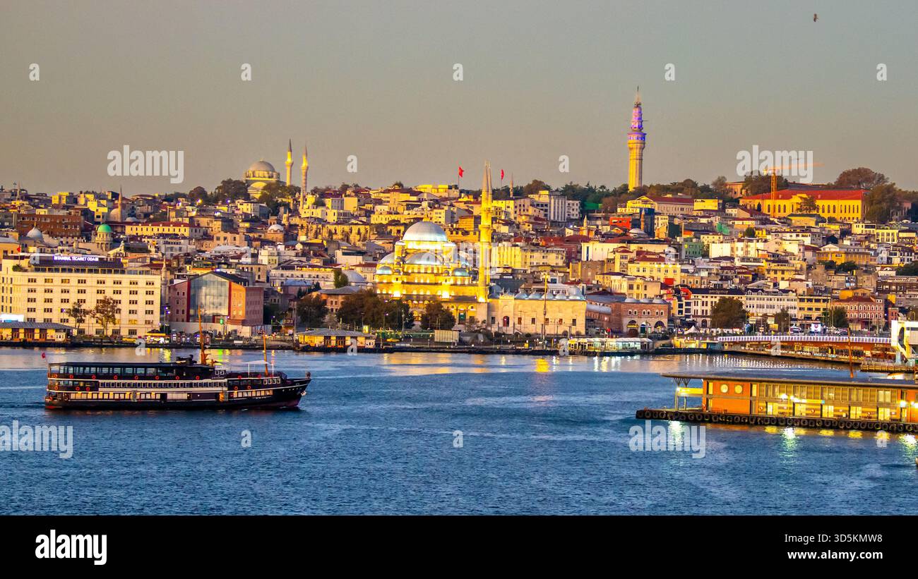 Istanbul, Turkey Oct.5,2025 beautiful night view from sightseeing ...