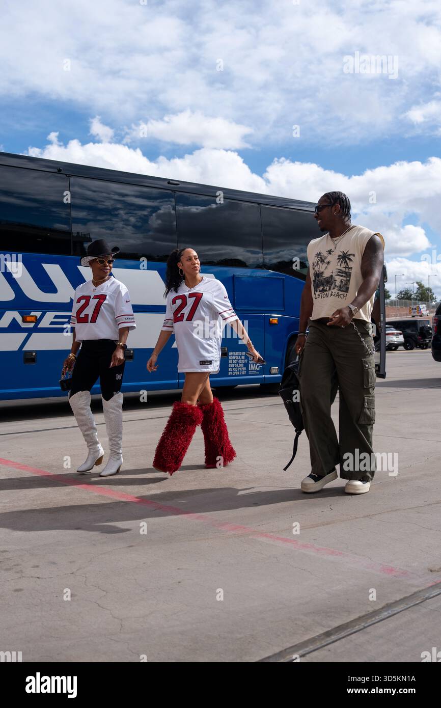 Arizona Cardinals linebacker Akeem Davis-Gaither, right, arrives to ...