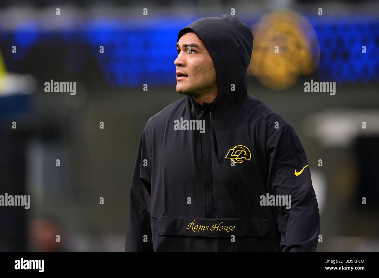 Los Angeles Rams wide receiver Puka Nacua warms up prior to an NFL ...