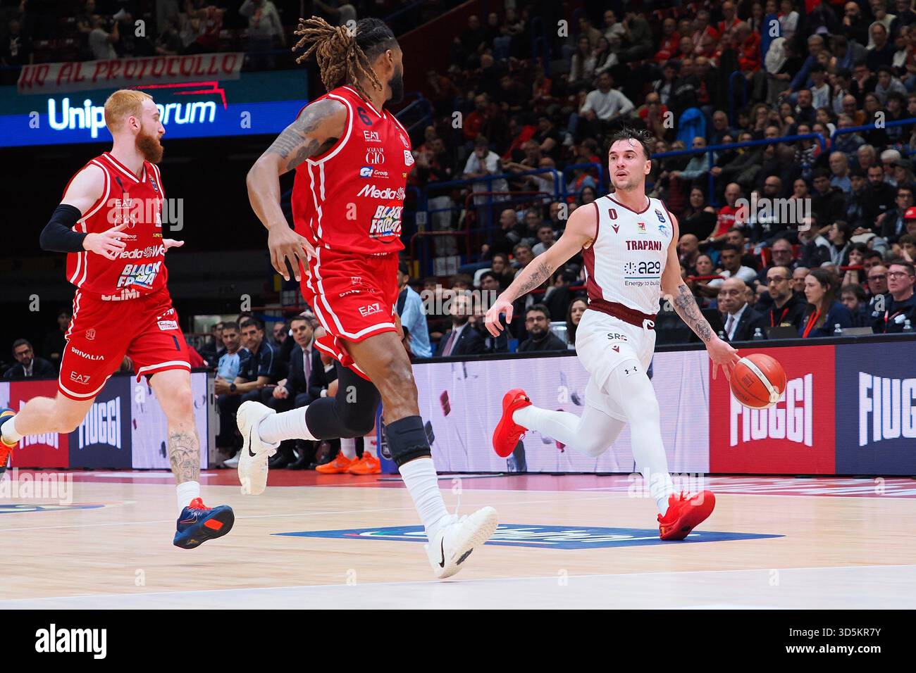 Alessandro Cappelletti (Trapani Shark) & Devin Booker (EA7 Emporio Armani Olimpia Milano) during ...