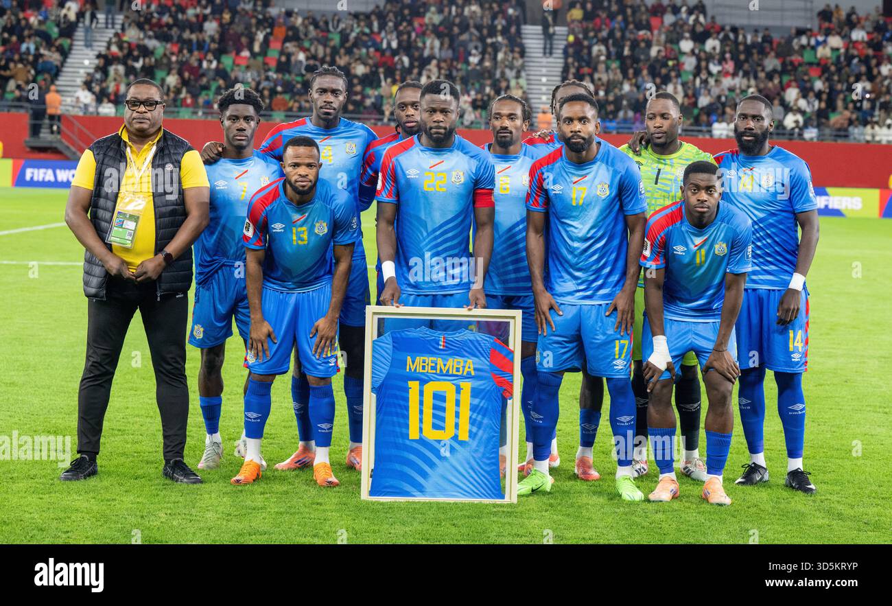 DR Congo national team pose for a group photo ahead of the World Cup African qualifier soccer ...