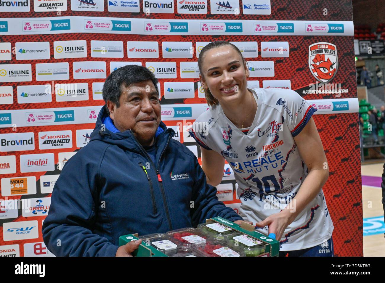 Sarah Van Aalen (Reale Mutua Fenera Chieri) named MVP of the match during Cuneo Granda Volley vs ...