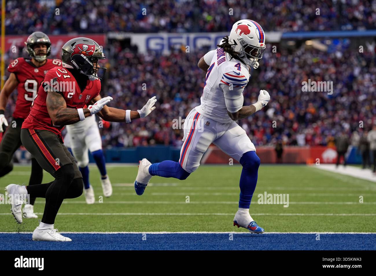 Buffalo Bills running back James Cook III (4) scores a touchdown ...