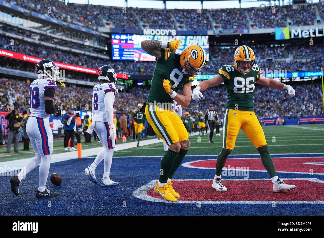 Green Bay Packers' Christian Watson celebrates his touchdown catch ...
