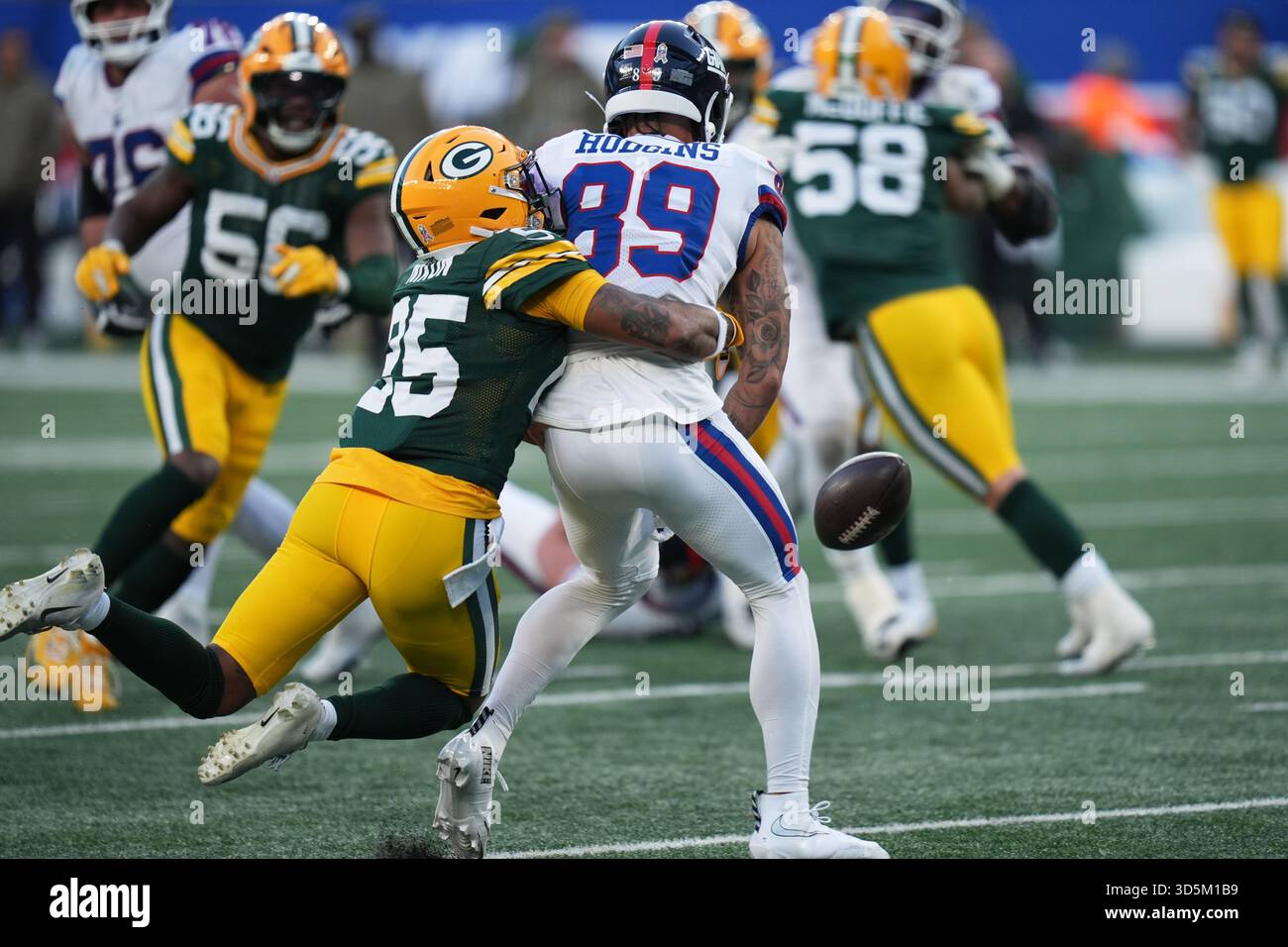 Green Bay Packers' Keisean Nixon breaks up a pass intended for New York ...