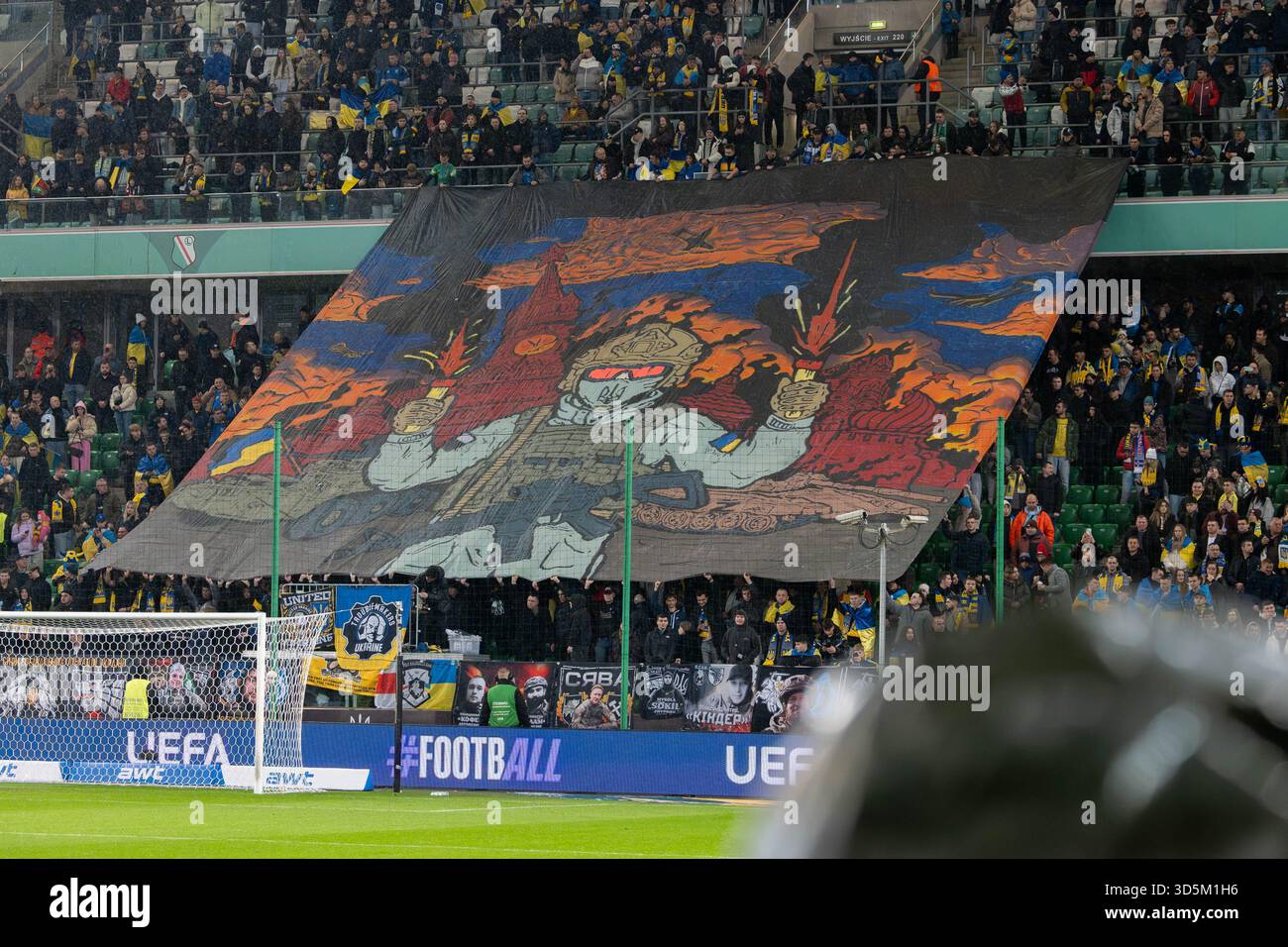 Warsaw, Poland. 16 November 2025. Ukrainian fans Tifo Seen during ...