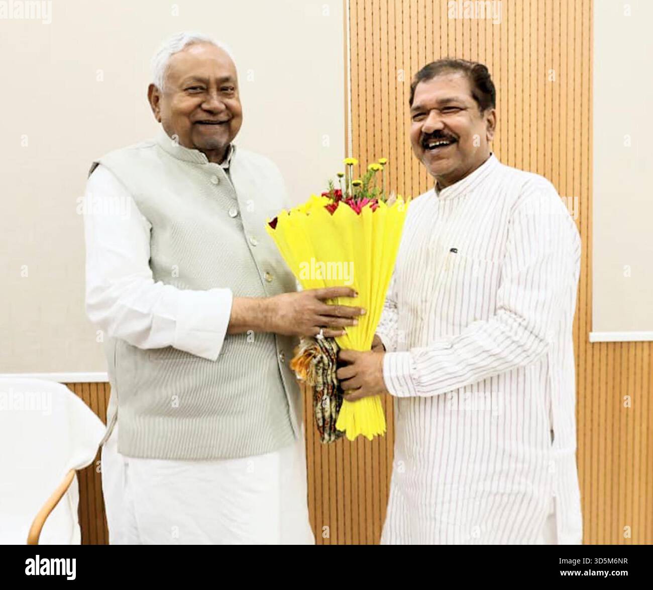PATNA, INDIA - NOVEMBER 16: Bihar BJP president Dilip Jaiswal meeting with Bihar Chief Minister ...