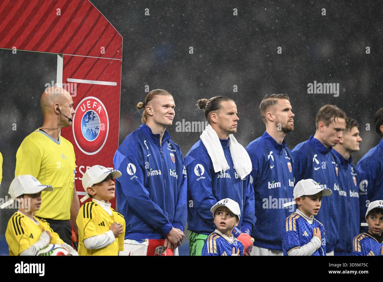 Players of Norway stand for the national anthems prior to the FIFA 2026 ...