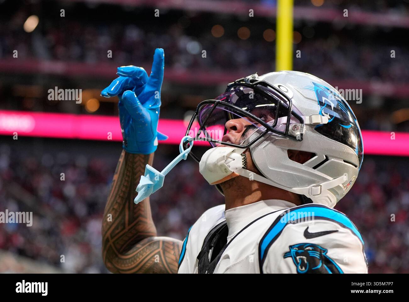 Carolina Panthers wide receiver Tetairoa McMillan (4) celebrates his ...