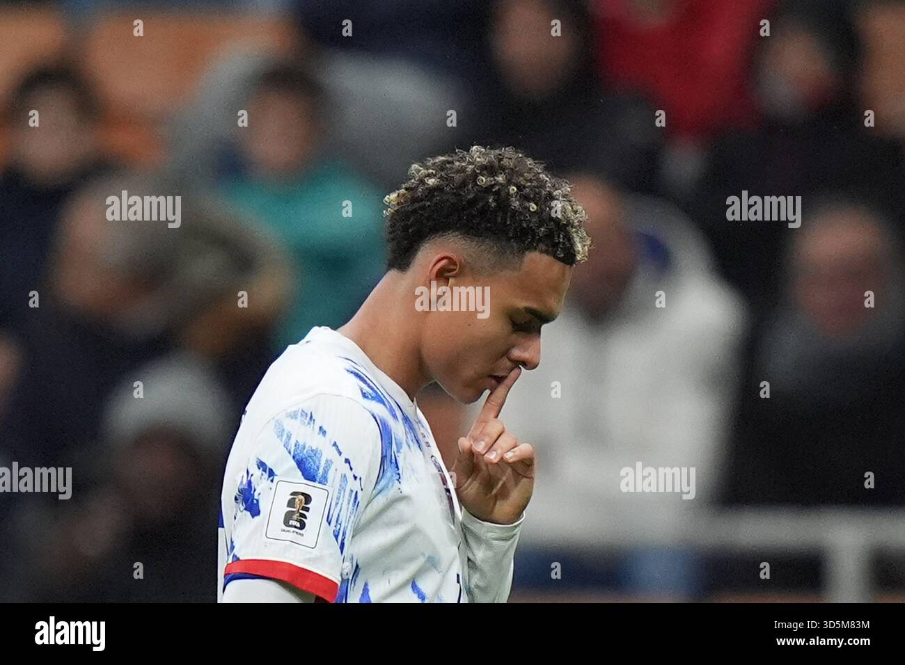 Norway's Antonio Nusa . celebrates after scoring 1-1 during the match ...