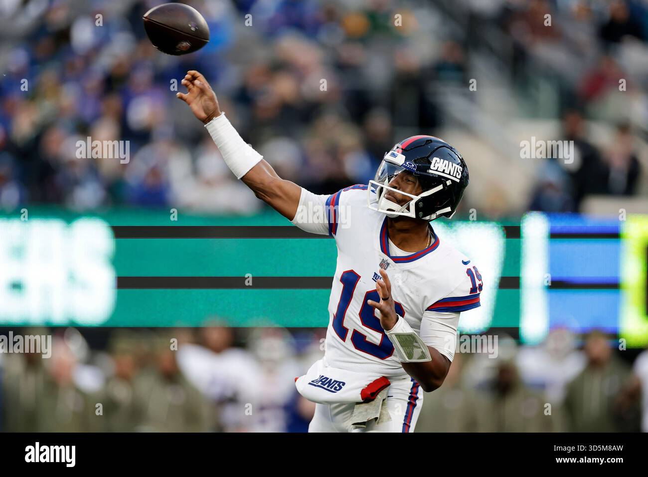 New York Giants quarterback Jameis Winston (19) passes the ball during ...