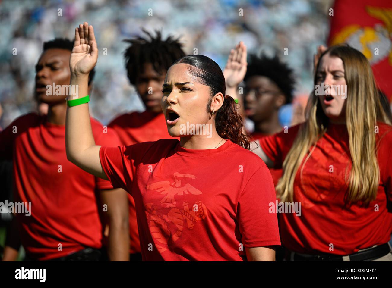 A Salute to Service ceremony during the halftime of an NFL football ...