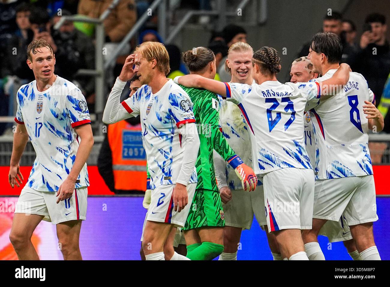 Milan, Italy 20251116. Erling Braut Haaland celebrates his 1-3 goal ...