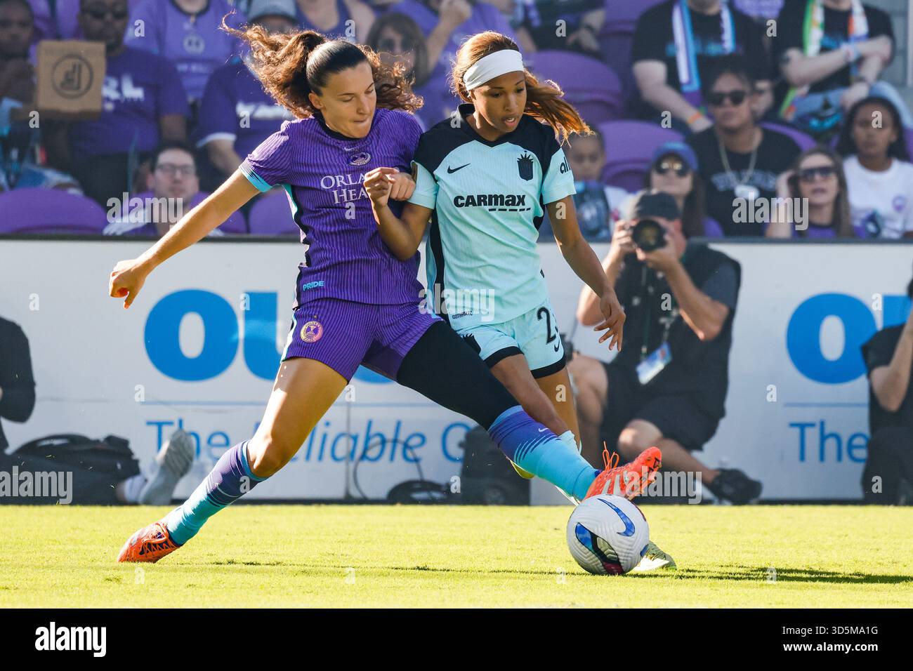 Orlando Pride defender Kerry Abello, left, and NJ/NY Gotham FC forward ...