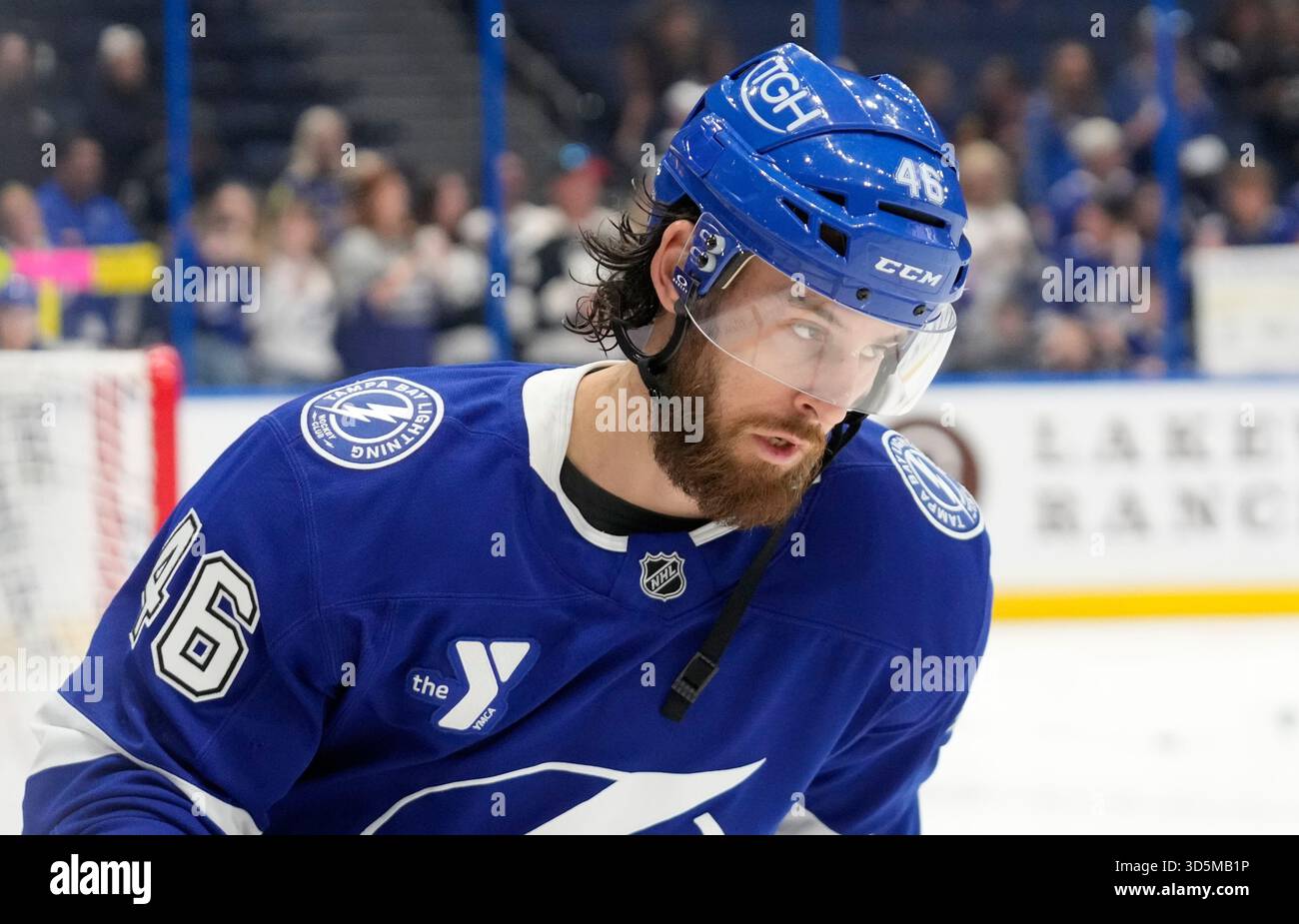Tampa Bay Lightning right wing Scott Sabourin (46) before an NHL hockey ...