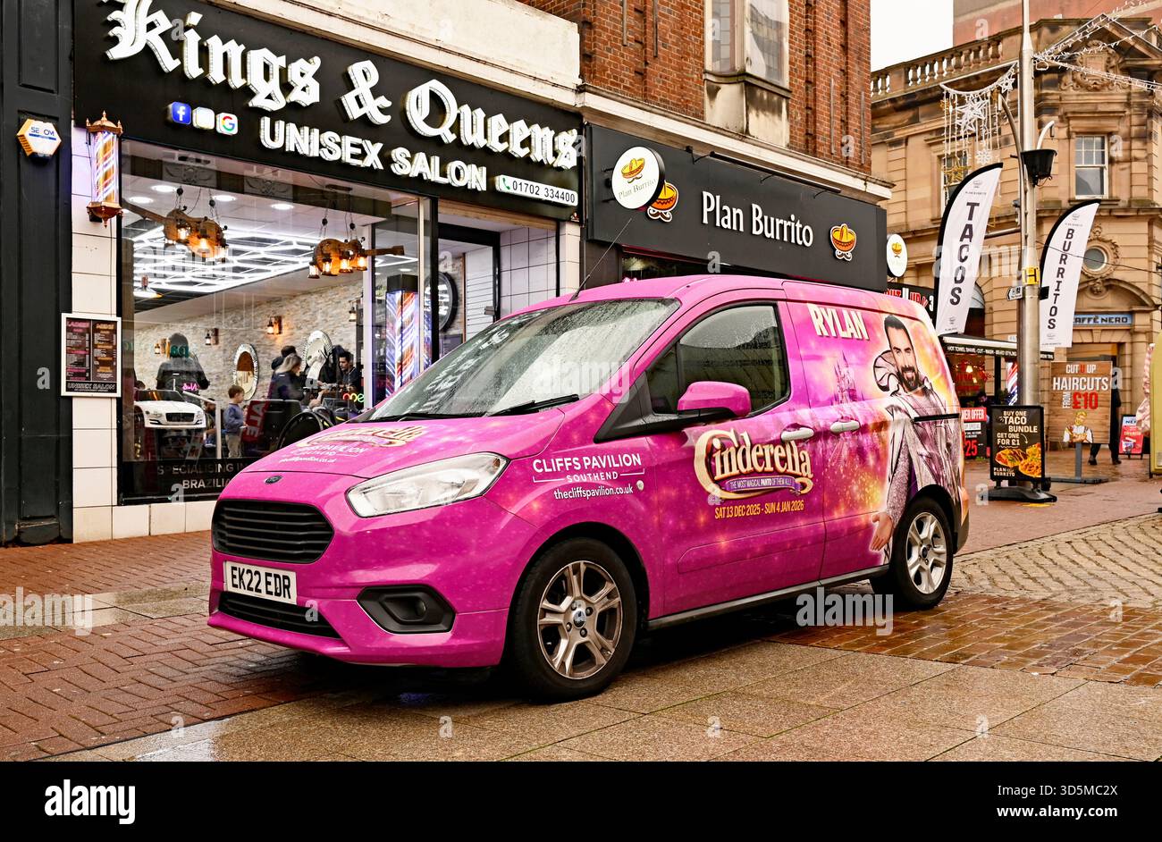 15 Nov 2025. Rylan. Cliffs Pavilion vehicle in Southend High Street ...